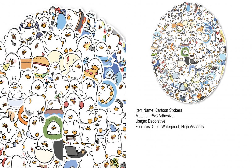 1 Set Cartoon Stickers Various Styles Fat Duck Food Animal Waterproof ...