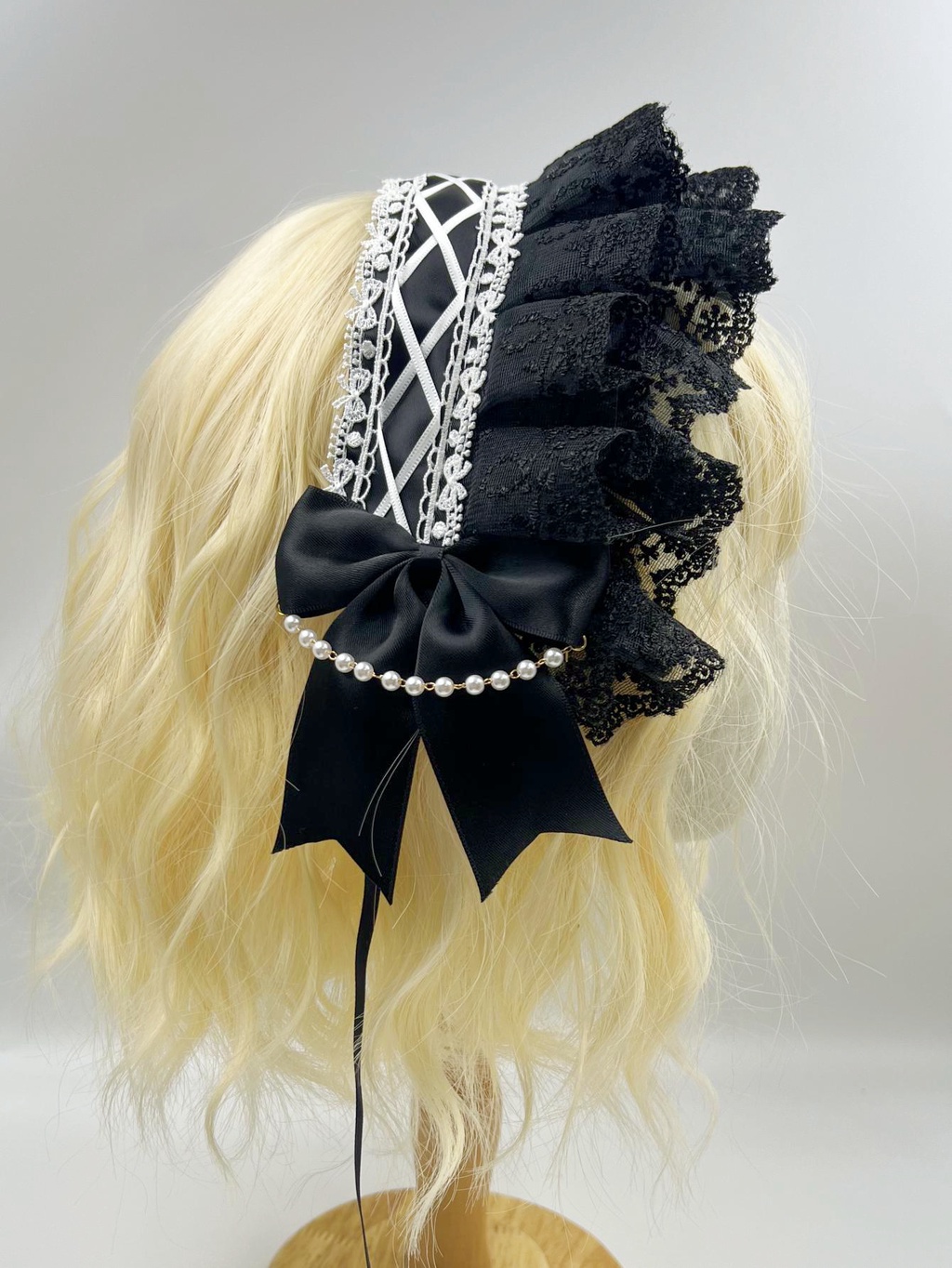 Anime Lolita Rabbit Ears Frilled Lace Hair Clip Headband Detachable ...