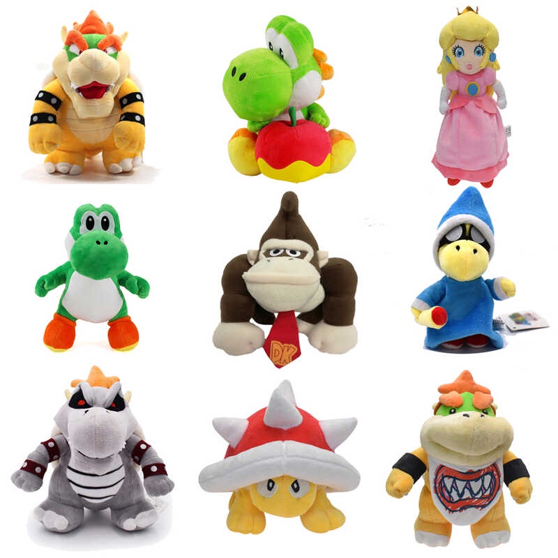 Super Mario Plush Toys Bowser Peach Princess Yoshi Mario Bros Donkey ...