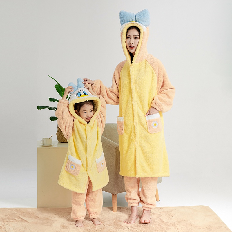 2024 Girls Boys Long Sleeve Duck Cartoon Pajamas Set Women Men Clothing ...