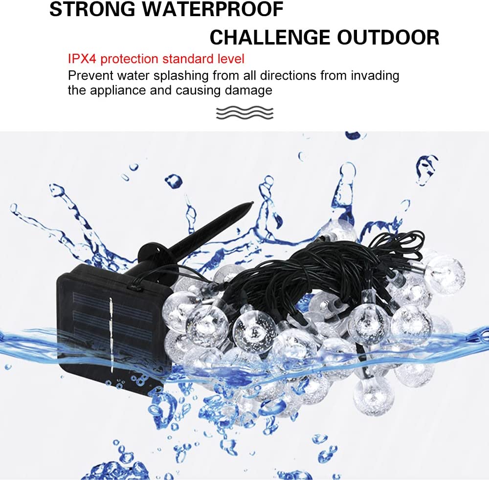 Lights String Outdoor Waterproof LED Christmas Solar Power Crystal ball ...