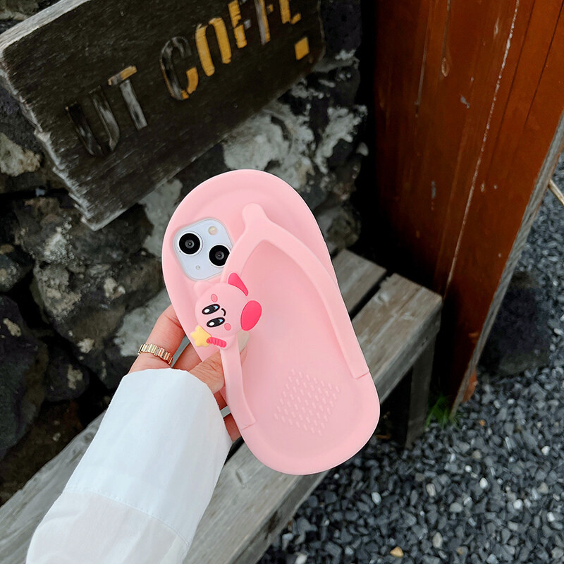 Cute Pink Kirby Slipper Flip-Flops Silicone Phone Case Compatible for ...