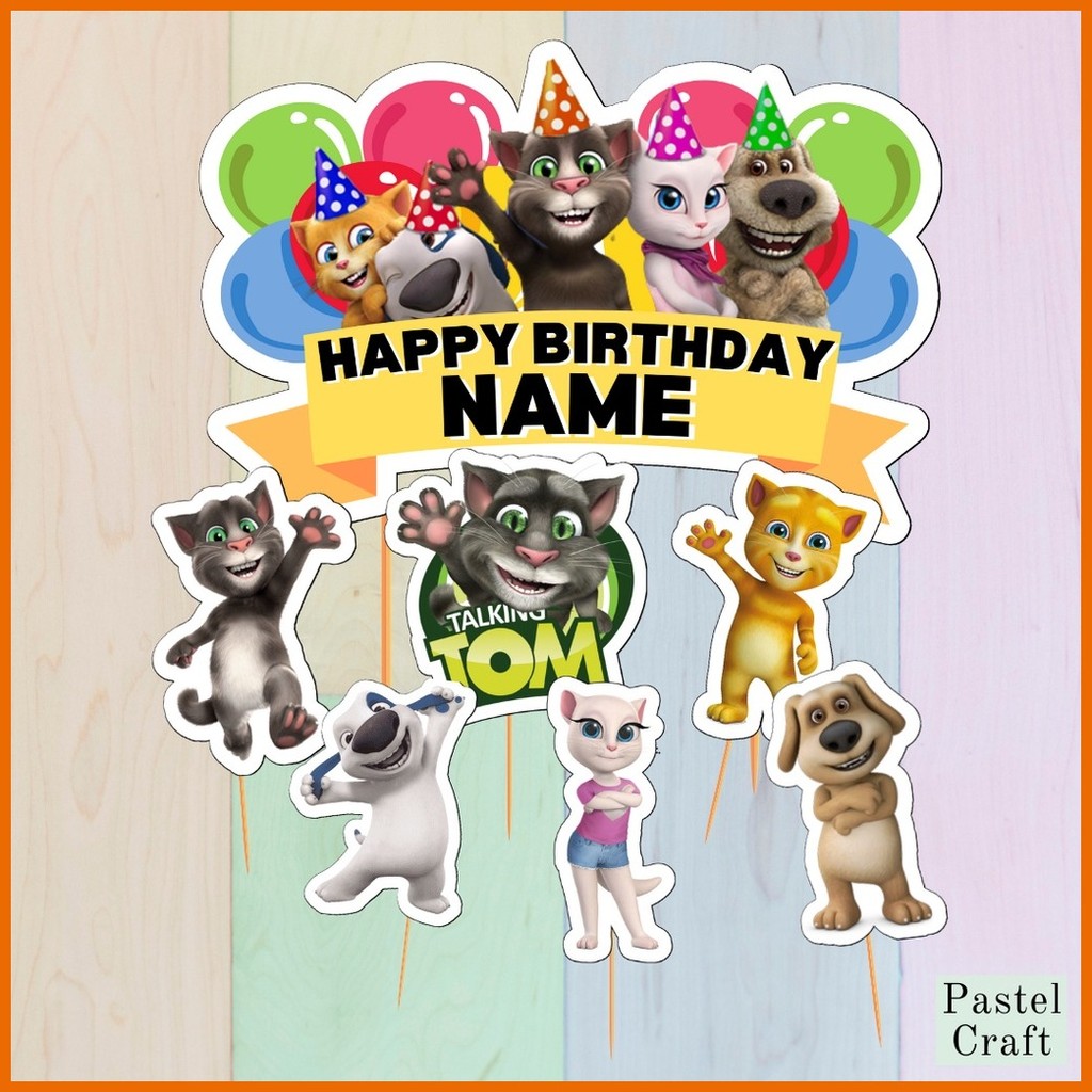 ☪ My Talking Tom Customized Cake Topper for Birthday Party / Events ...