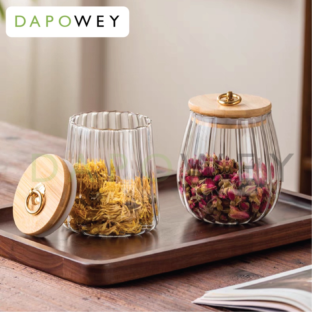 DW Condiment Container Bamboo Ring Lid Glass Airtight Food Storage ...