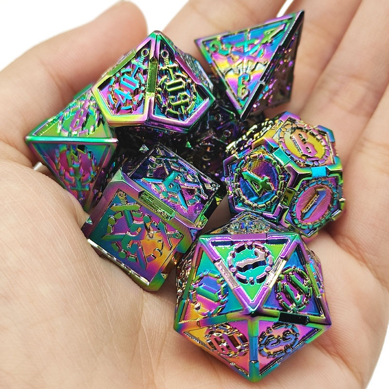 Metal Dice DND Skeleton Dice Set TRPG Polyhedral Dice Cthulhu Game Prop ...