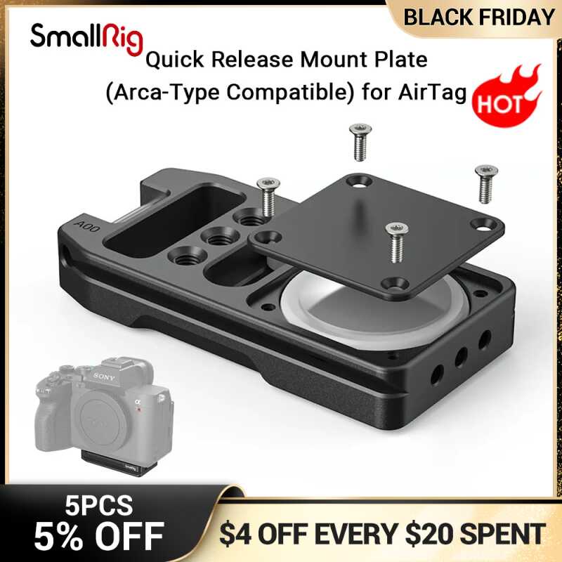 SmallRig Quick Release Mount Plate Arca-Type Compatible AirTag Track ...