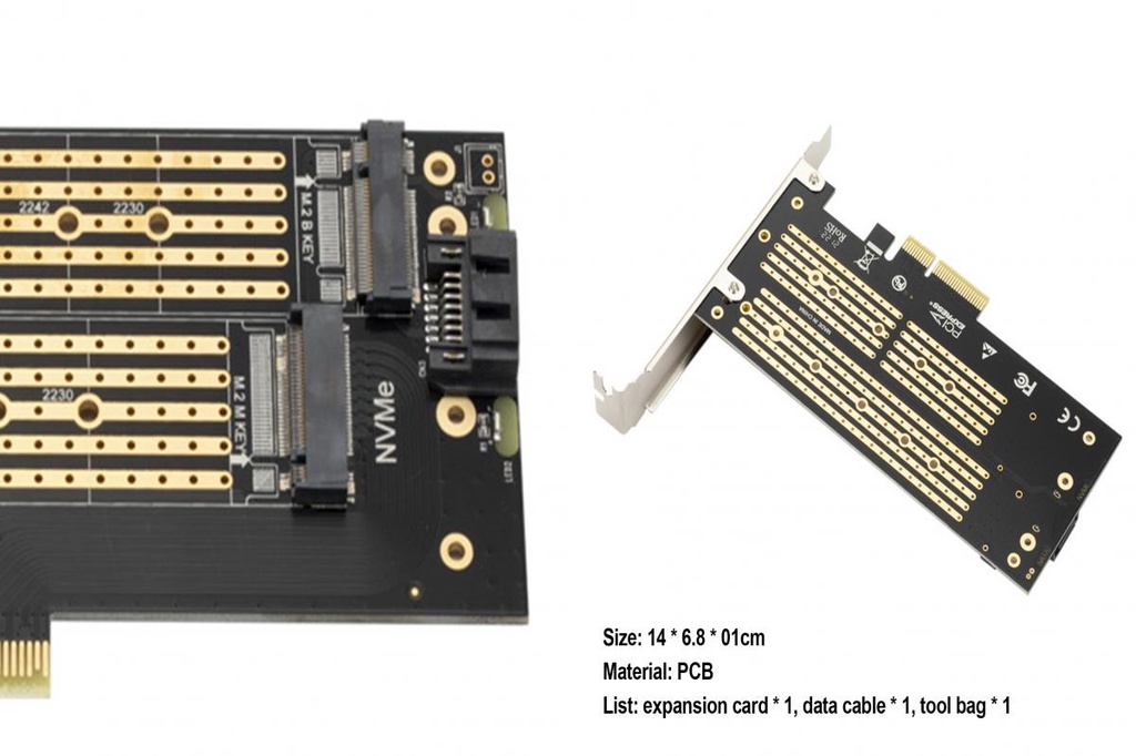[RB] PCB Adapter Card for Gaming Easy Installation Dual M2 NVMe SSD ...