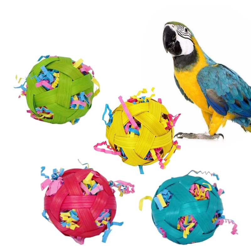 3-Pack Bird Toys Paper Stuffed Foraging Balls Parrot Shredder Toy for ...