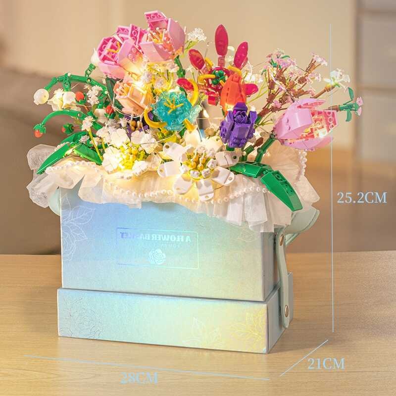 Brick 6021 Pepsi Joyful Eternal Flower Blue Gift Box Puzzle Assembly ...