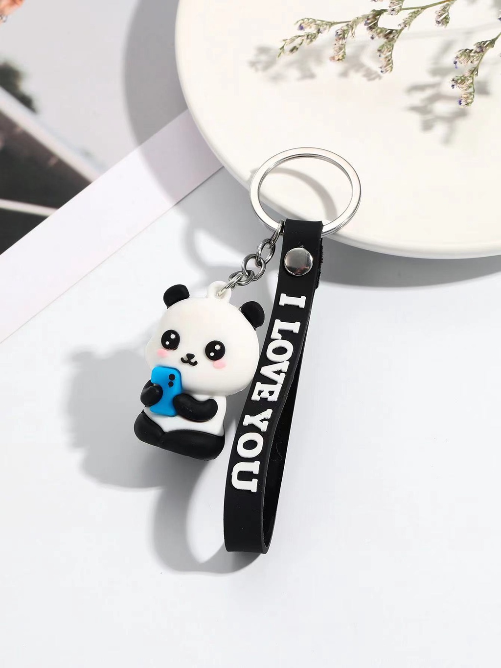 Creative Simulation Cute Panda Keychain PVC Soft Rubber Bag Pendant ...