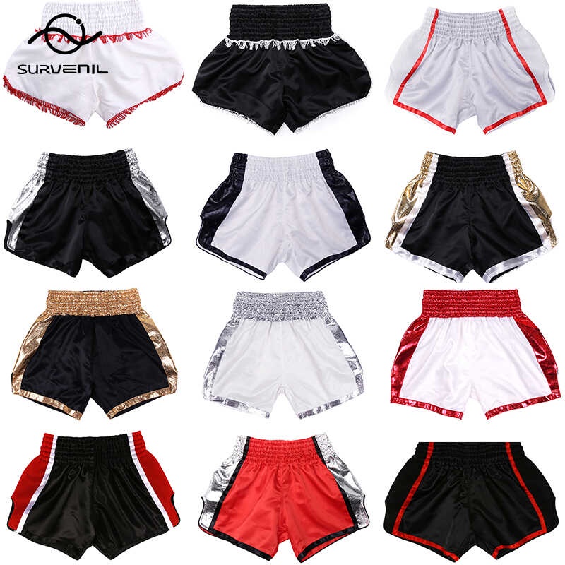 Muay Thai Shorts Men Women Child Boxing Shorts Plain Satin Grappling ...