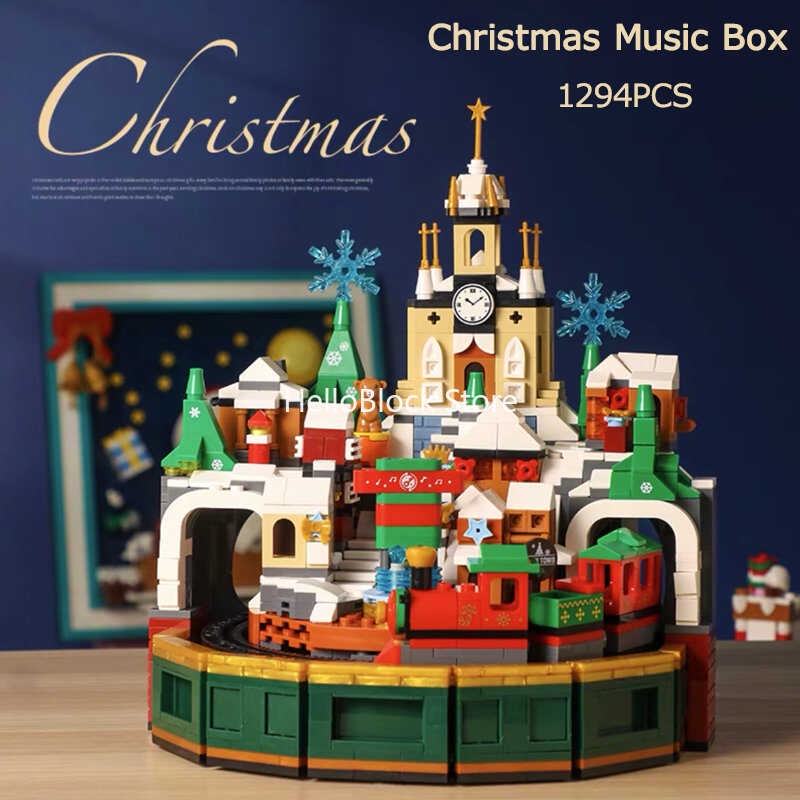 Ideas Santa Claus Music Box Building Block Christmas Music Castle ...