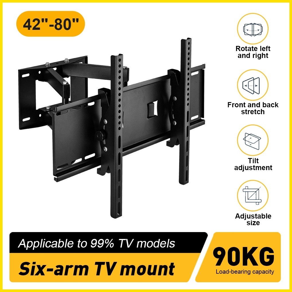 6 Arms TV Bracket Universal TV Wall Mount Bracket for 42-80 inch 90KG ...