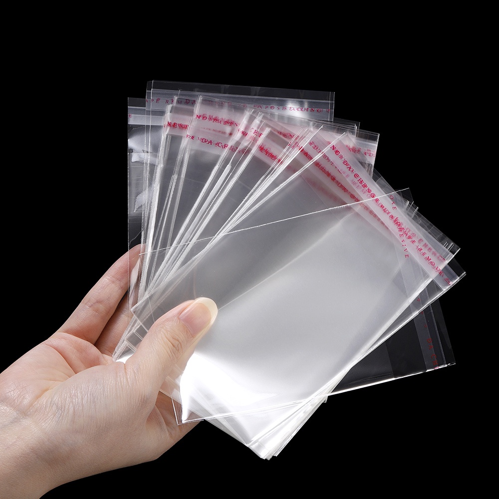 St. kunkka 100Pcs Transparent OPP Bag/OPP with Adhesive Clear Plastic ...