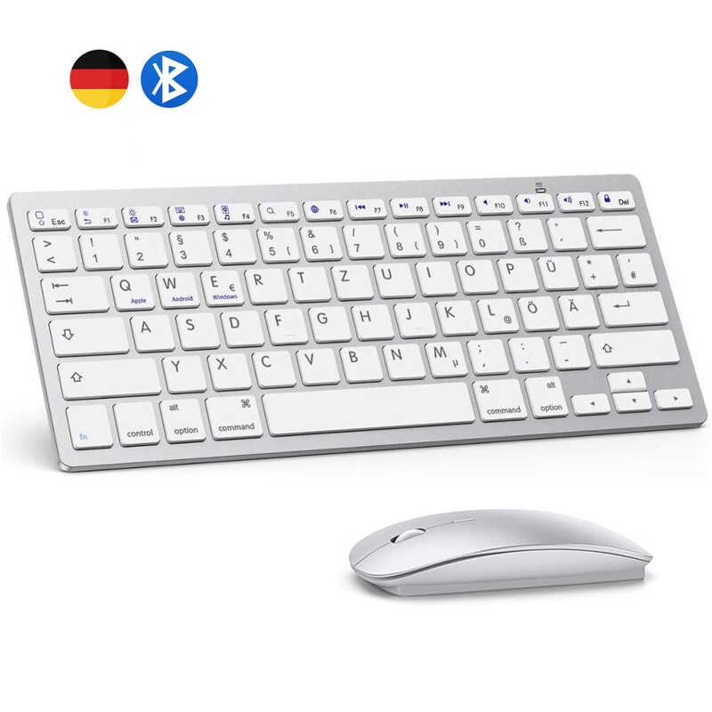 Aleman QWERTZ Layout Bluetooth Keyboard Mouse Combo Wireless Bluetooth ...