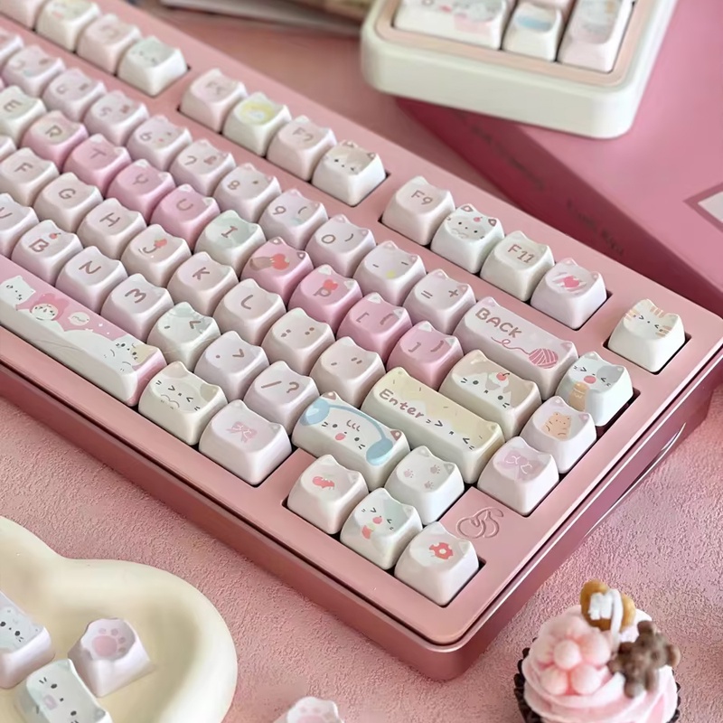 Animal Crossing Keycaps Cat Ear MAO Profile PBT Key Caps Five-Sides ...