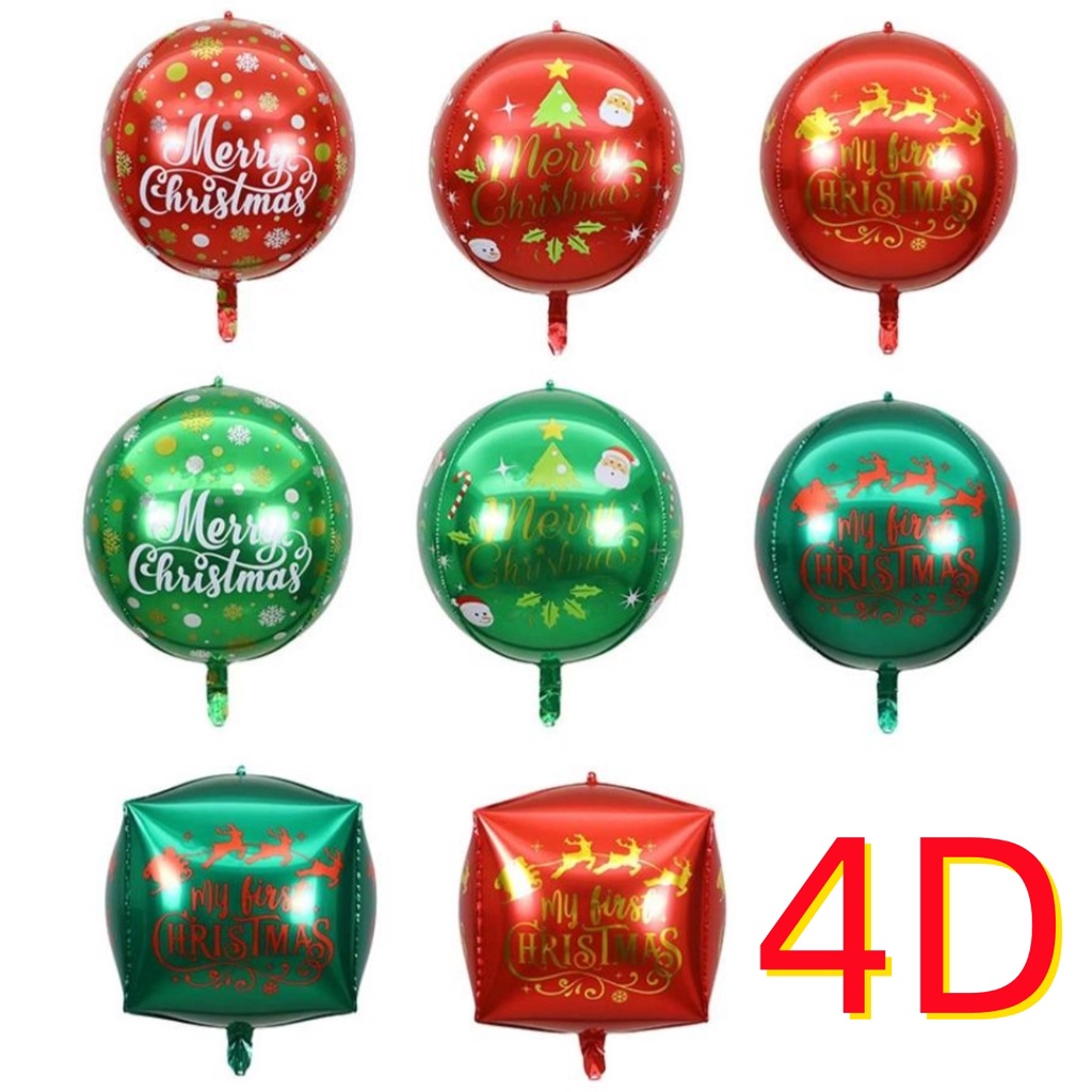 Christmas Large Balloons 22 Inches 360 Degree Round Balloons Metallic ...