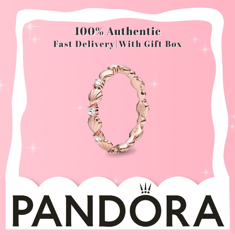 Pandora Seashell Band Ring Rose Gold Female 100% Original | Shopee ...