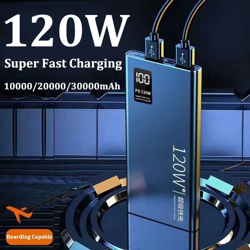 120W Super Fast Charging 30000mAh Bank May 100% Sufficient Capacity For ...