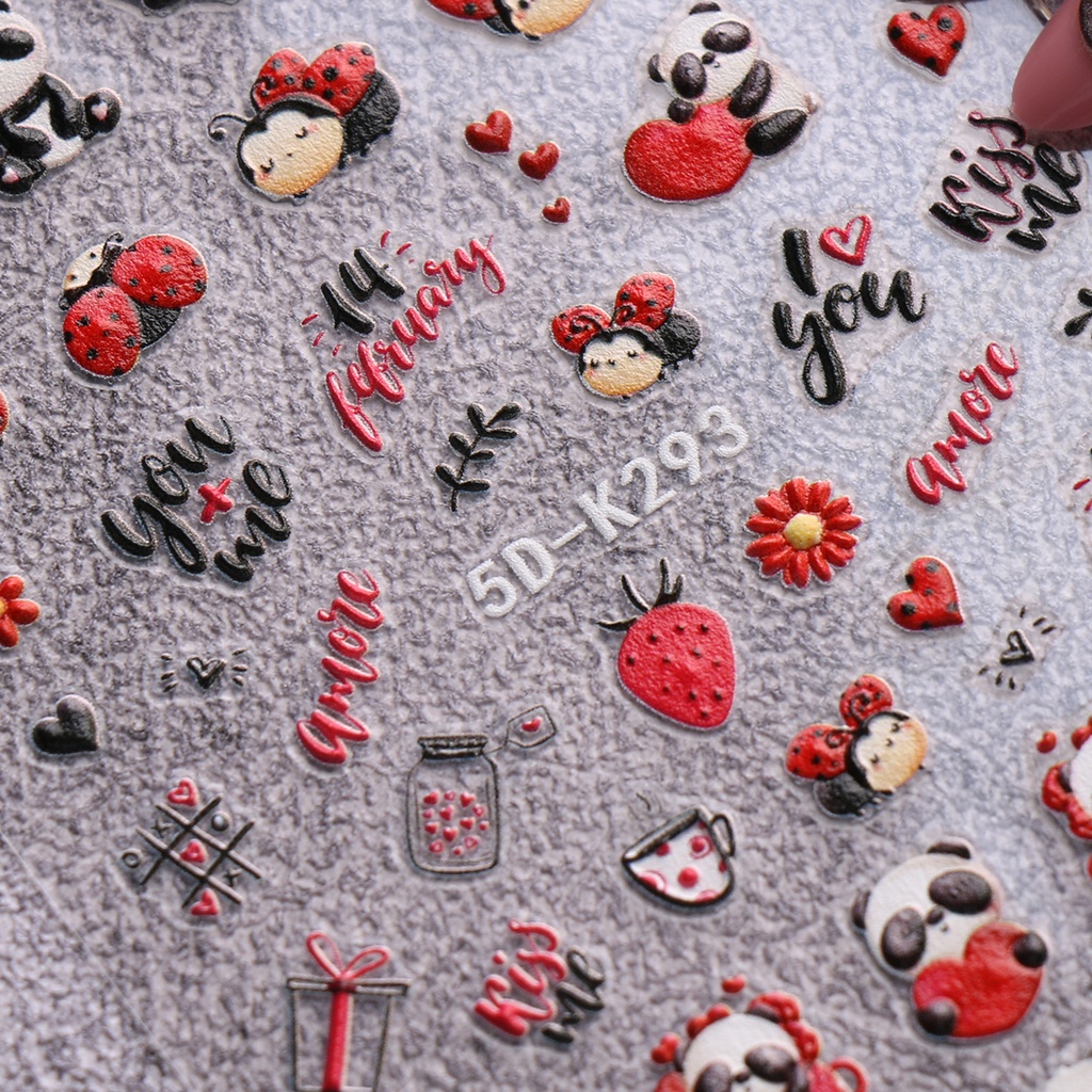 HAMA NAIL 5D Embossed Nail Art Sticker Wholesale Red Valentine Cartoon ...