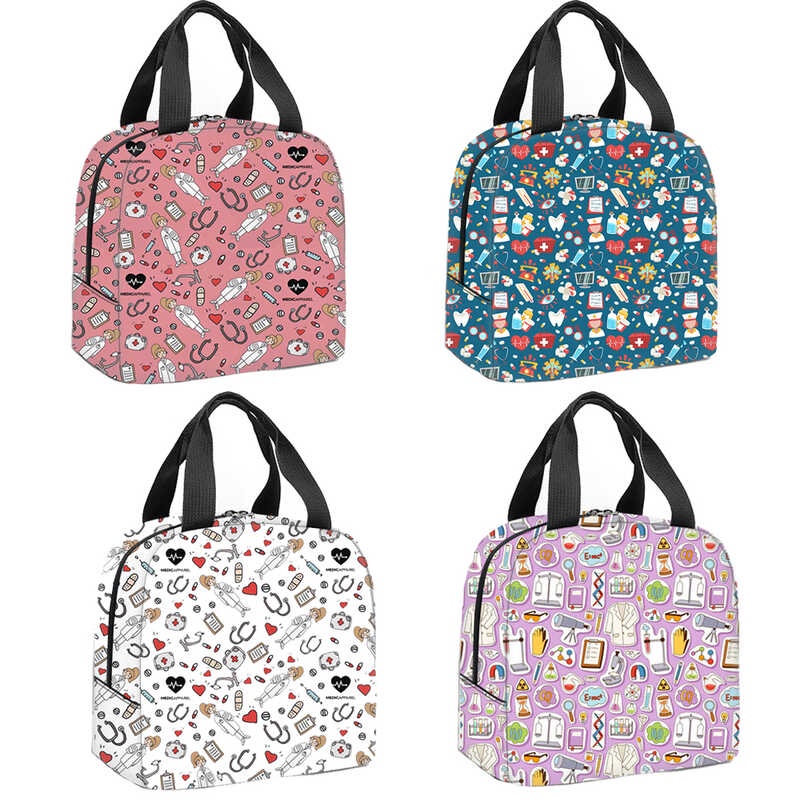 Medical Doctor Stethoscope Syringe ECG Lunch Bag Hospital nars Picnic ...