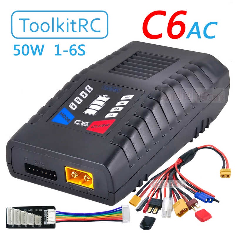 ToolkitRC C6 AC 50W MAX 5A battery type: LIPO LiHV LiFe 1-6S, NiMH NiCD ...