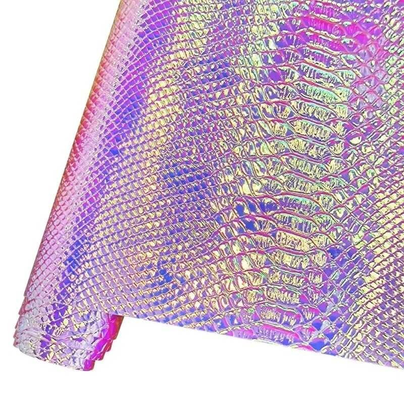 30x135cm Snake Faux Leather Roll Holographic Snakeskin PU Fabric Snake ...