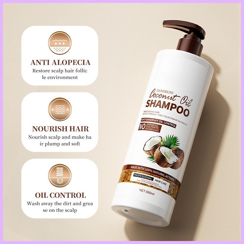 500ML Anti Dandruff Shampoo Coconut Oil Fragrance Shampoo Anti-itching Oil Control Deep Clean S ...