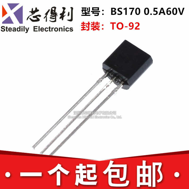 New BS170 0.5A 60V low-power transistor with direct insertion TO-92 ...