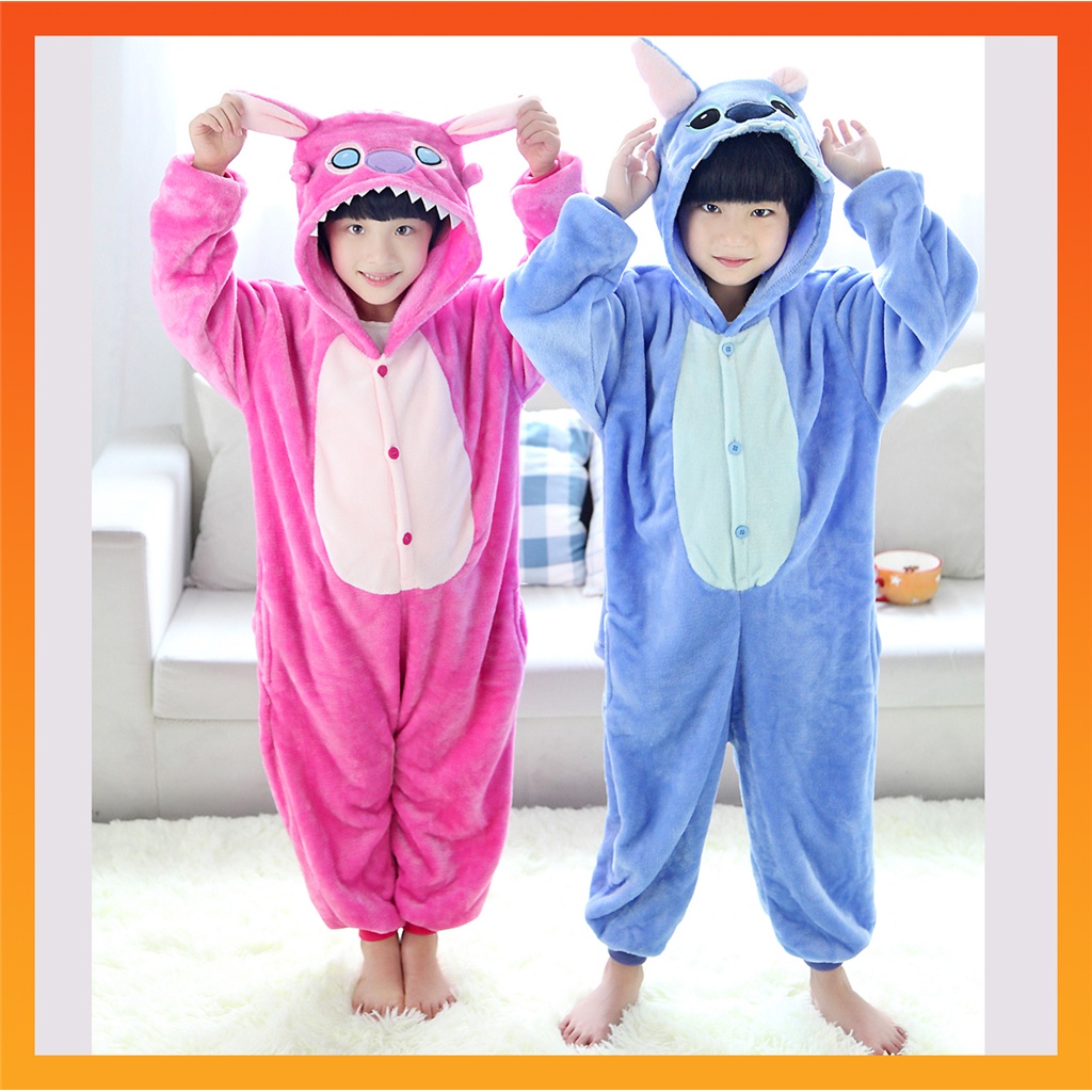 Kigurumi Stitch Onesies Kids Pajamas Children Animal Dinosaur Pikachu ...