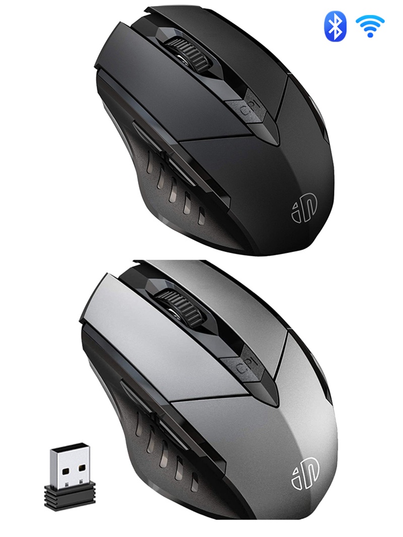 3 Modes Bluetooth 5.0&4.0 Mouse 2.4G Rechargeable Mouse with 6 Button ...