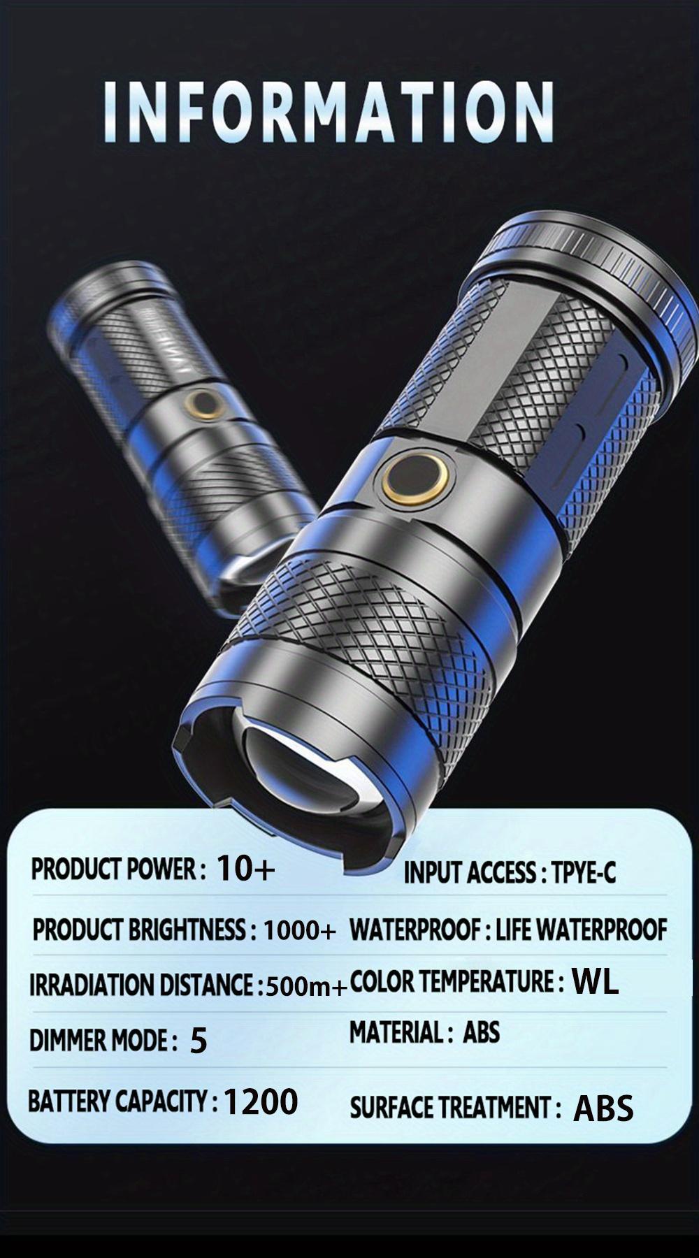 Rechargeable Tactical Flashlight Super Bright LED Flashlight, Zoomable ...