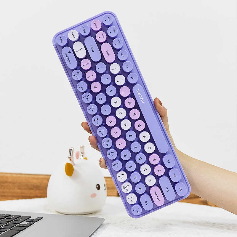 Purple Kawaii Wireless Set 68 Keys Cute Mini Punk Gaming Keyboard At ...