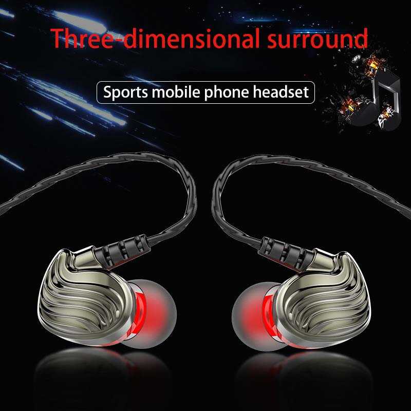Ang mga sports headphones ay mabigat na bass sa tainga na tumatakbo ng laro ng musika na may mga ...