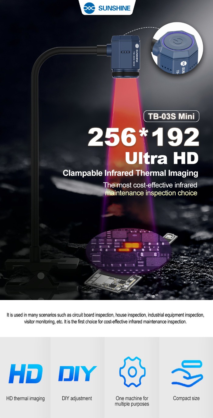 SUNSHINE TB-03S Mini Infrared thermal imaging Instrument HD 256*192 ...