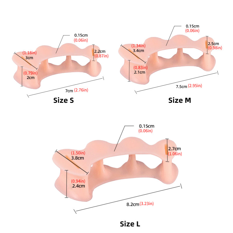 1Pair Hard Silicone Toe Finger Separator 3 Hole Hallux Valgus ...
