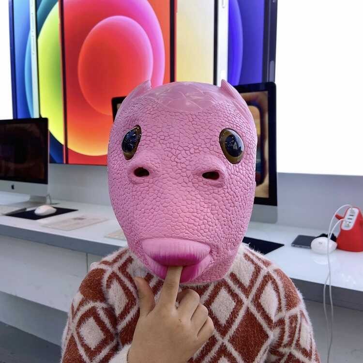 fish Pink head mask full face sand carving strange fish green fish f f ...