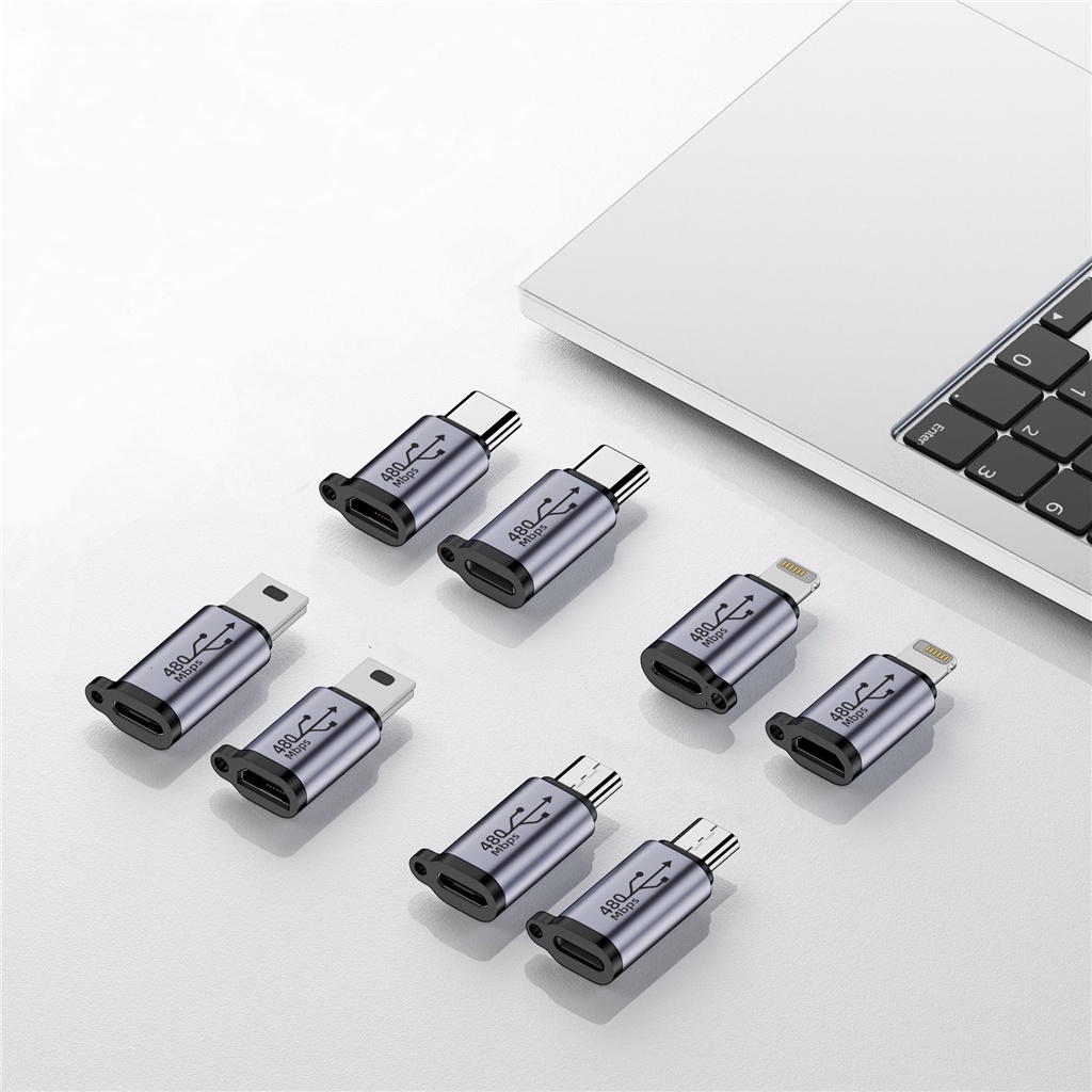 1 Pcs 480Mbps Aluminum Alloy Mini Adapter Micro USB/Mini USB/8-Pin to ...