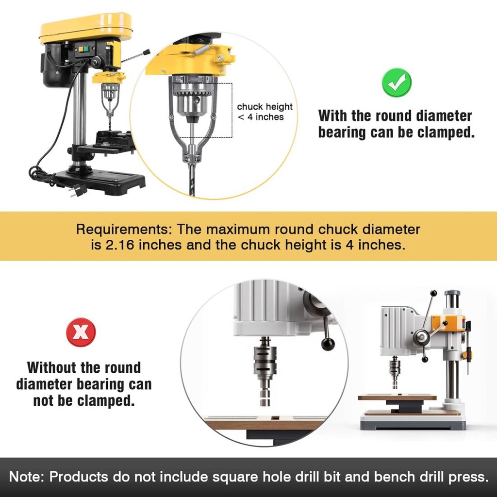 Square Hole Drill Bit Adapter for Bench Drill or Hand Drill Square Hole ...
