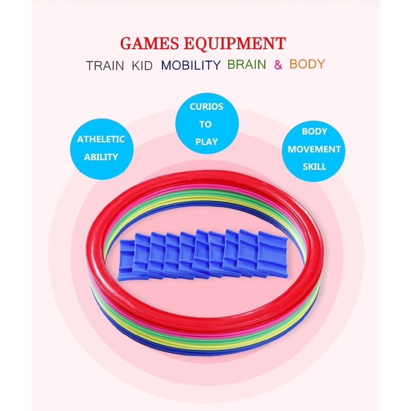 10-5pcs Lattice Jumping Rings Set Game Hoops Outdoor Kids Physical ...