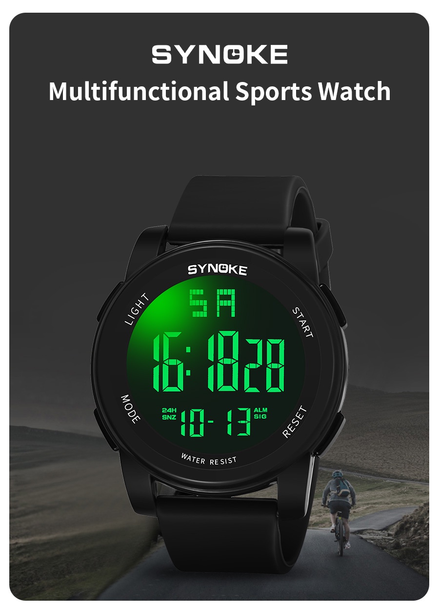 SYNOKE Men's Watch Multifunctional Waterproof Sports Digital Watch ...