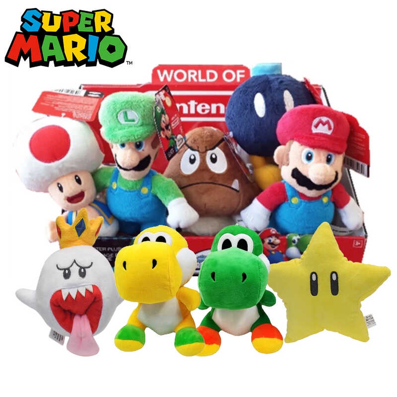 New Game Plush Toys Cartoon Yellow Star Fire Flower Princess Peach Toad ...