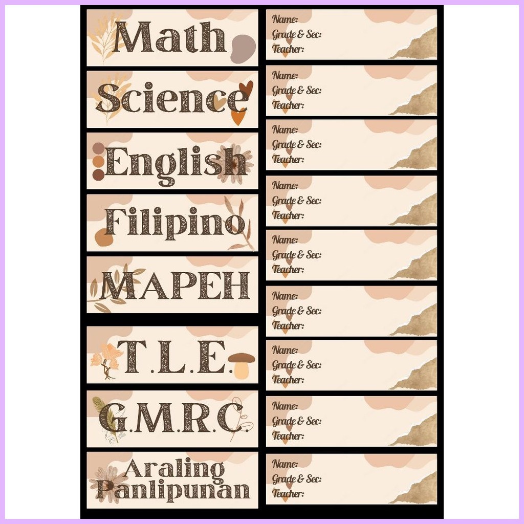 GRADE 4-10 MATATAG CURRICULUM SUBJECT AND BLANK NAME LABEL STICKERS ...