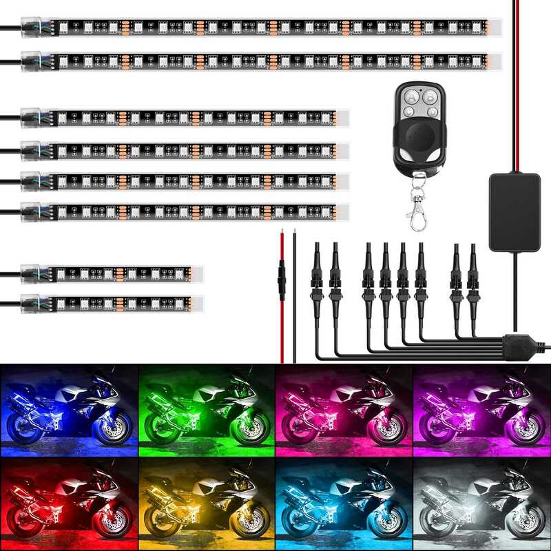RGB Motorcycle Led Strip Light Kit Waterproof Multi-Color Atmosphere ...