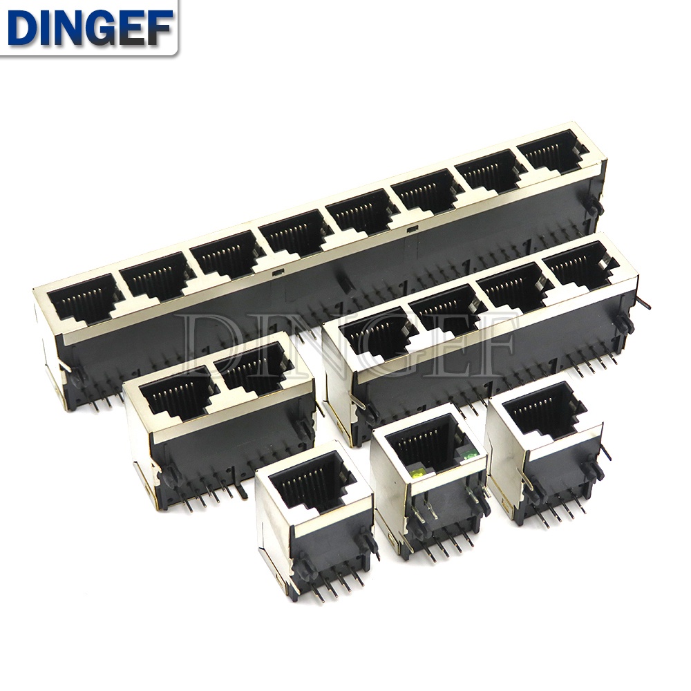RJ45 59 Metal Female PCB Right Angle Board Jack Connector 8P8C Crystal ...
