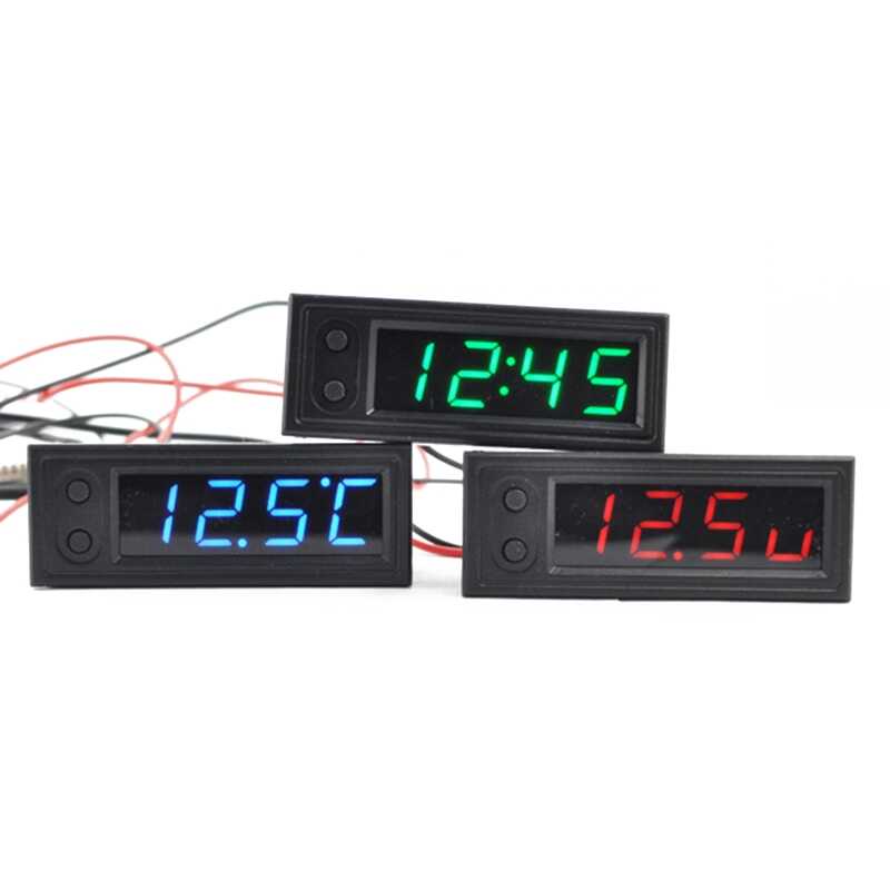 12V 3 IN 1 Thermometer Temperature Clock Voltmeter LCD Screen LED ...