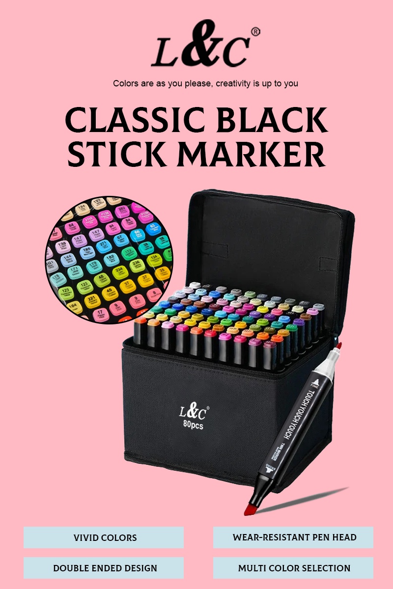 L&C 24/30/60/80 colors marker Alcohol markers Set Touch Marker Pen ...