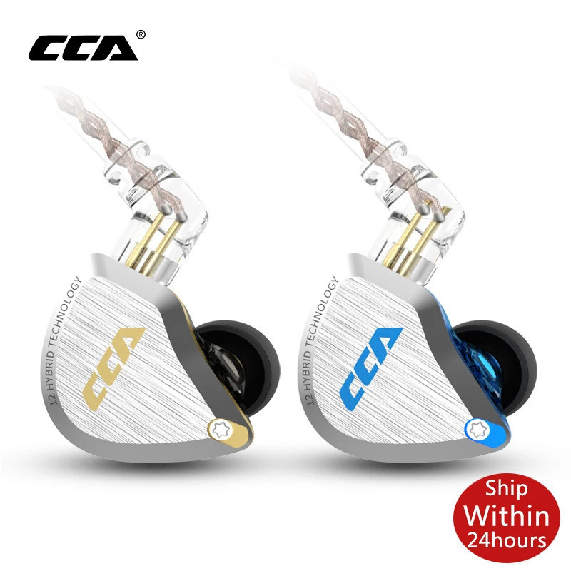 CCA C12 in Ear Metal Headphones 5BA+1DD Hybrid HiFi IEM Earphones 12 ...