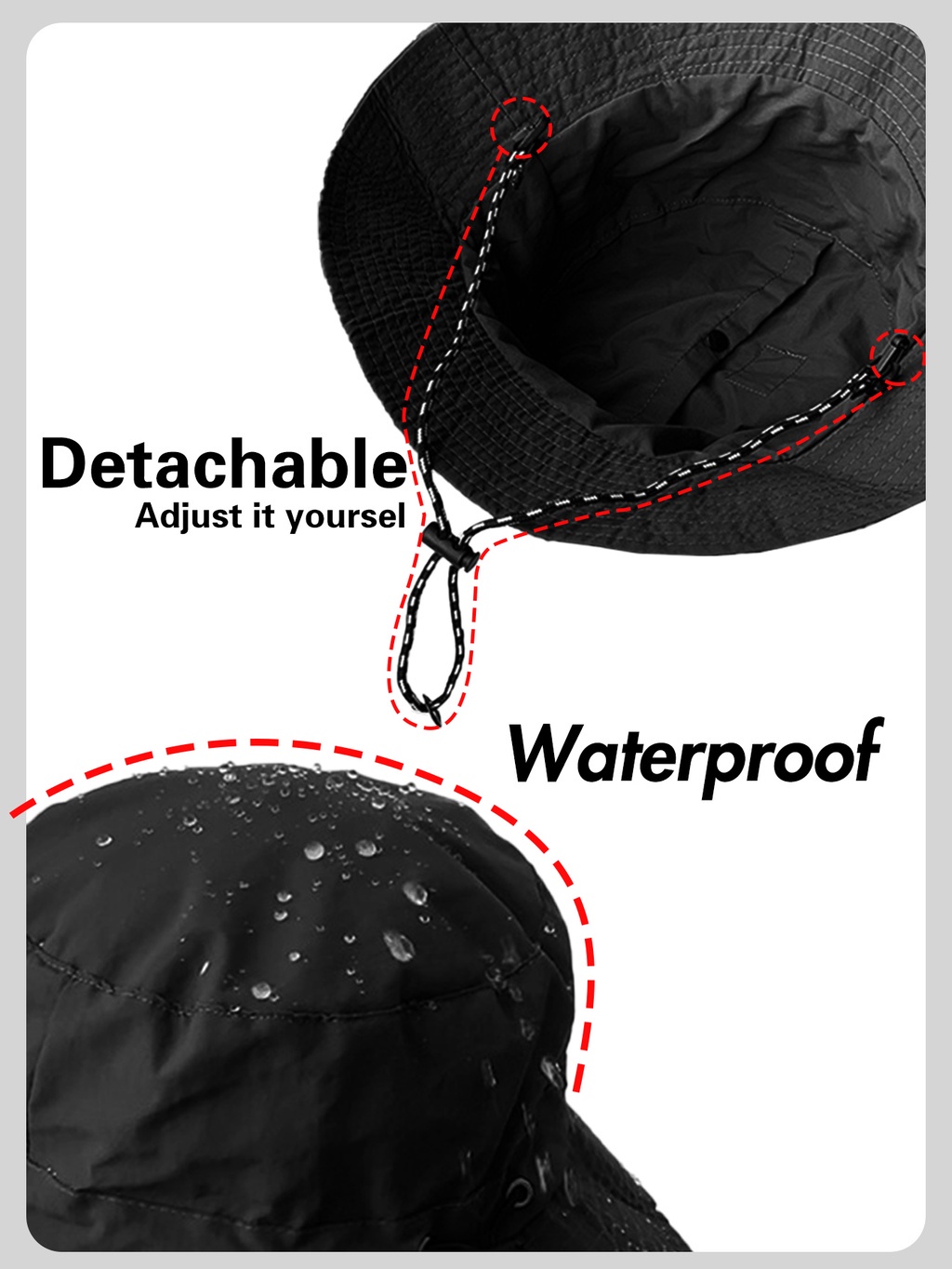 Musion Anti UV Waterproof Fishing Cap Packable Fisherman Hat Bucket Hat ...