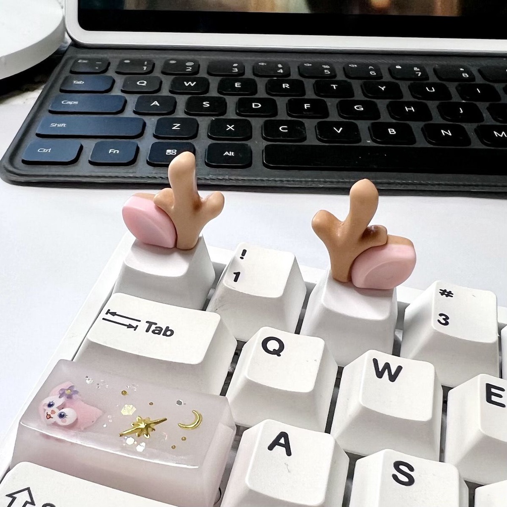 1 Pair Cute Ear Keycaps for Mechanical Keyboard Cross Axis R4 Keycaps ...